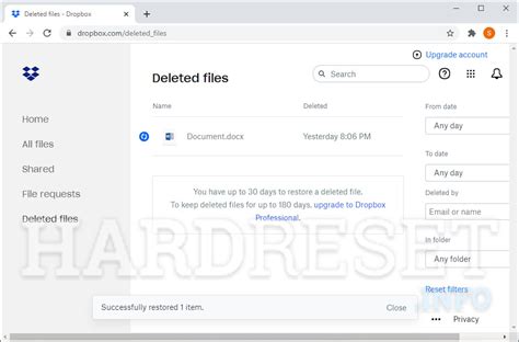 How To Restore Deleted File In Dropbox