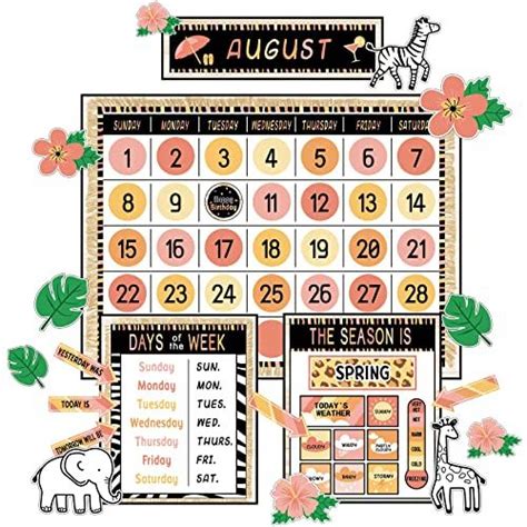 Safari Jungle Animal Calendar Bulletin Board Set Simply Ctp Bulletin