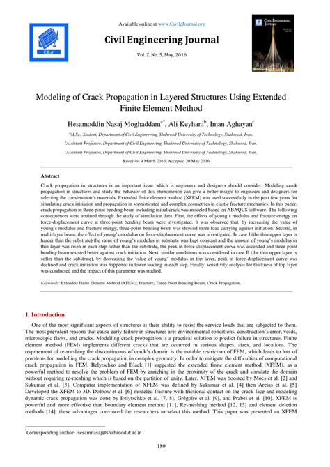 PDF Modeling Of Crack Propagation In Layered Structures Using Extended Finite Element Method