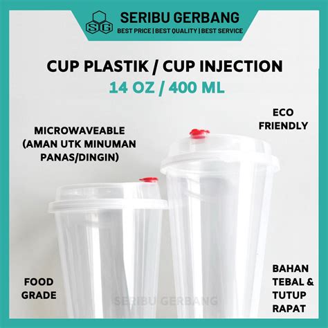 Jual Gelas Plastik Cup Injection Pp 14oz 14 Oz 400ml Boba Cheese Tea Tebal Shopee Indonesia
