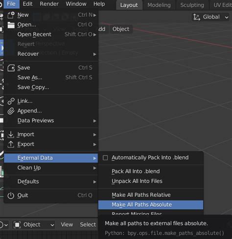 Objects External Data Pack Error Blender Stack Exchange