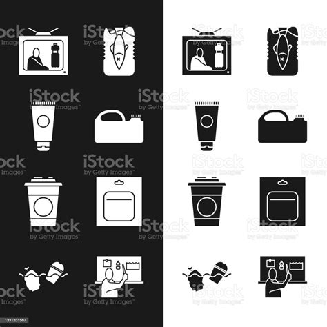 기계 기름 크림 화장품 튜브 플라스틱 오염 을 중지 바다 종이 유리 배터리 팩 아이콘의 문제에 대한 설정 캐니스터 벡터 가방에 대한 스톡 벡터 아트 및 기타 이미지 Istock