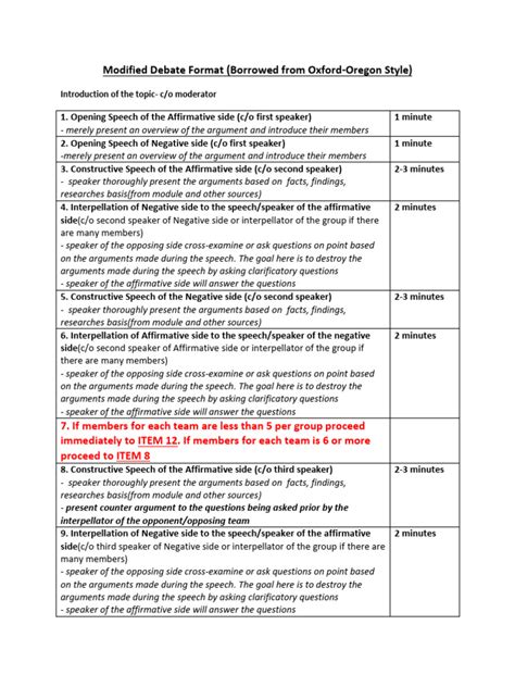 Modified Debate Format Download Free Pdf Decision Making