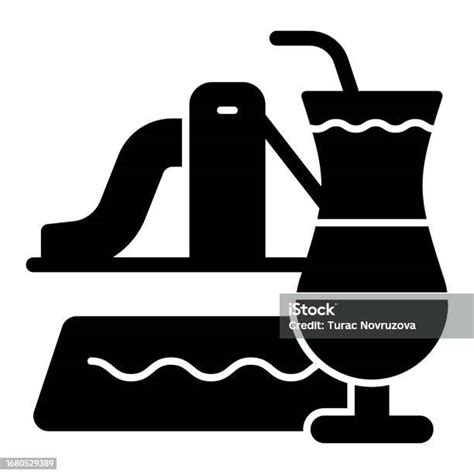 워터파크 솔리드 아이콘의 칵테일 아쿠아파크 개념 흰색 배경에 음료 사인이 있는 아쿠아 바 공원 아이콘의 수영장에서 칵테일 벡터 그래픽 아이콘에 대한 스톡 벡터 아트 및 기타