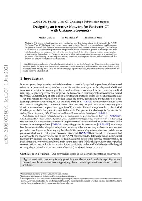 pdf aapm dl sparse view ct challenge submission report designing an iterative network for