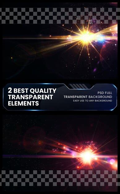 투명한 배경에 빛나는 렌즈 플레어 쉬운 오버레이 프리미엄 Ai 생성 Psd