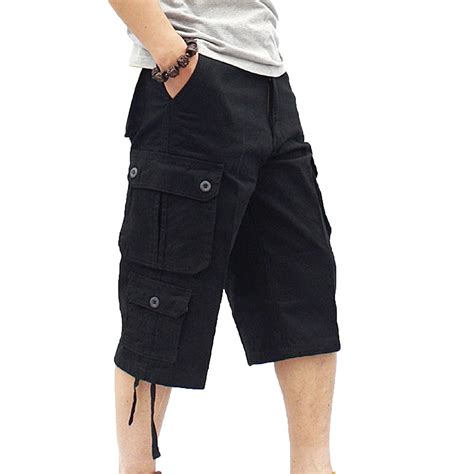 Swsmclt Mens Cargo Capris Soft Cotton Loose Casual Spandex Mid Rise