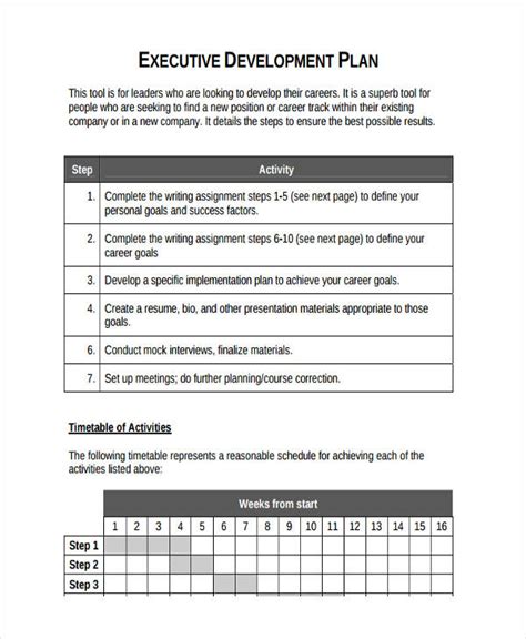 Individual Development Plan Examples For Executive Assistant At Harry