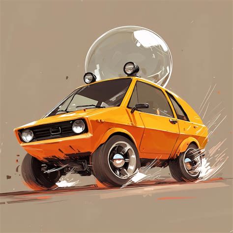 Retro Car With Bubble Shield Premium Ai Generated Image