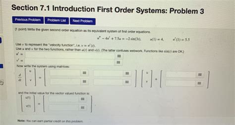 Solved Section 71 Introduction First Order Systems Problem
