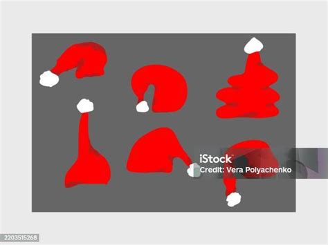 산타 클로스 모자 세트 새해 모자 크리스마스를 위한 일러스트 키트 벡터 현대 개체 그룹에 대한 스톡 벡터 아트 및 기타 이미지 개체 그룹 겨울 공휴일 Istock