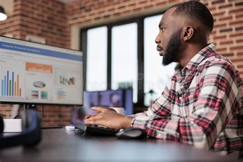 Business Manager Checking Diagrams On Computer Stock Image Image Of Computer School 258077871