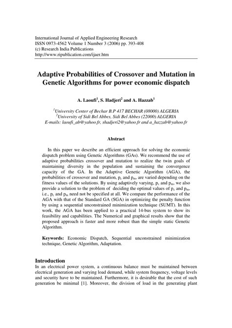 Pdf Adaptive Probabilities Of Crossover And Mutation In Genetic