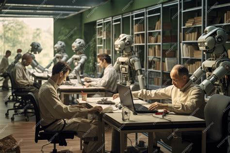Premium Photo Photo Of A Robotics Lab With Humanoid Robots Generative Ai