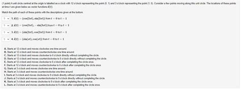 Solved Point A Unit Circle Centred At The Origin Is Chegg