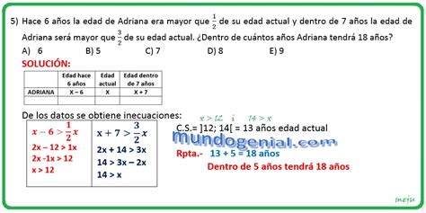 Hace 6 Años La Edad De Adriana Era Mayor Que 12 De Su Edad Actual Y