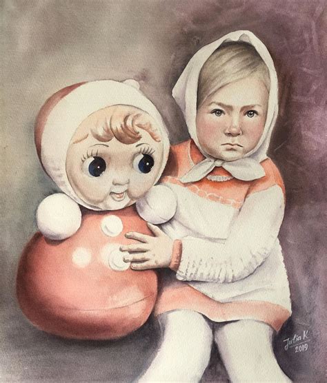 Девочка с игрушкой Рисунки Рисование Живопись