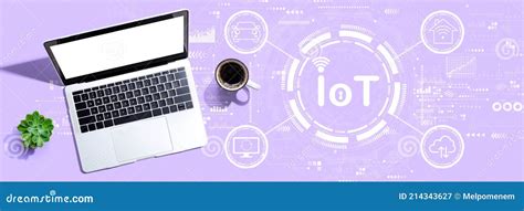 Iot Theme With A Laptop Computer Stock Image Image Of Connection