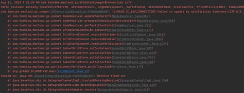 Griddb Java Implementation Throws An Receive Timed Out Error Stack