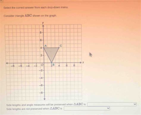 select the correct answer from each drop down menu consider triangle