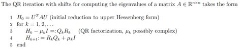 Solved The Qr Iteration With Shifts For Computing The