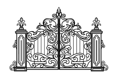 Metal Gate Sketch Vector Illustration Of Decorative Forging Of A Two