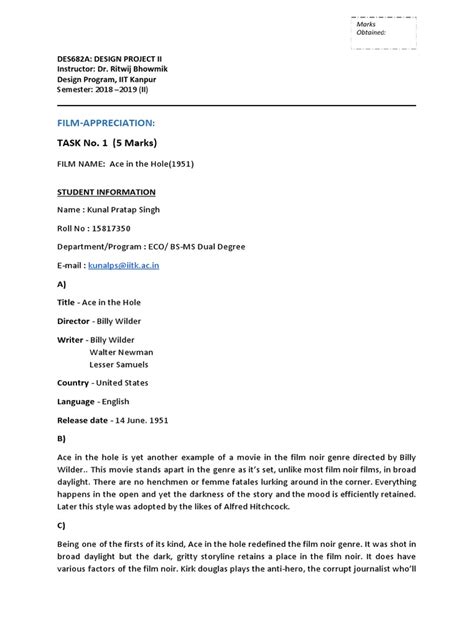 Assignment Des Pdf Film Noir