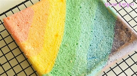 7가지색깔 무지개 롤케이크 만들기