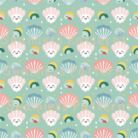 Seamless Pattern Scallop Repeat Pattern For Fabric Under The Sea Seamless File Girls Nautical