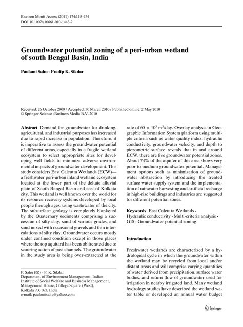 Groundwater Potential Zoning Of A Peri U Doi 10s10661 010 1443