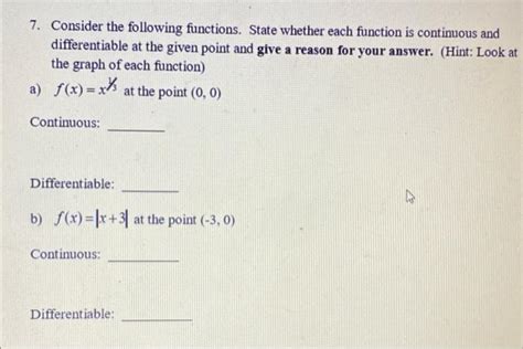 Solved 7 Consider The Following Functions State Whether
