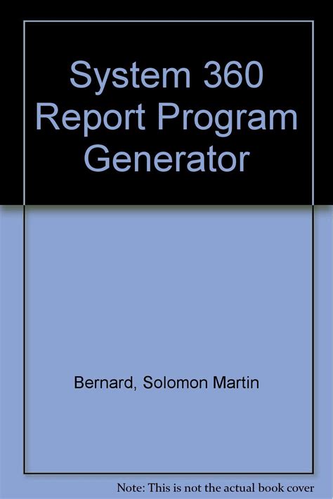 System 360 Report Program Generator Solomon Martin Bernard