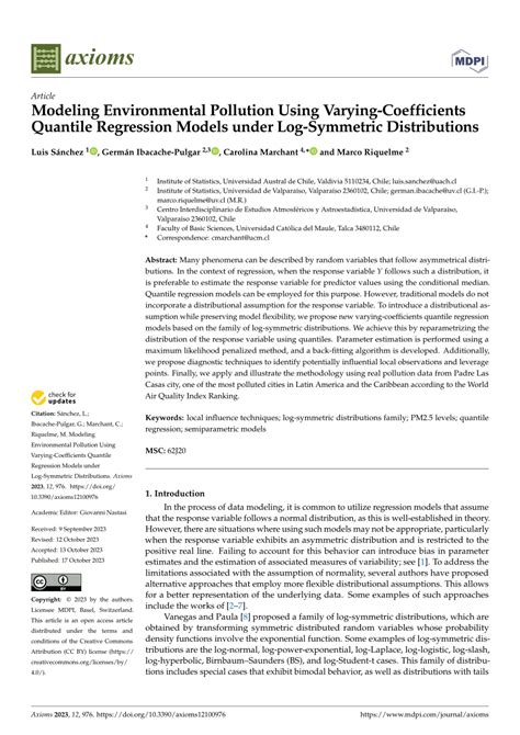 Pdf Modeling Environmental Pollution Using Varying Coefficients Quantile Regression Models