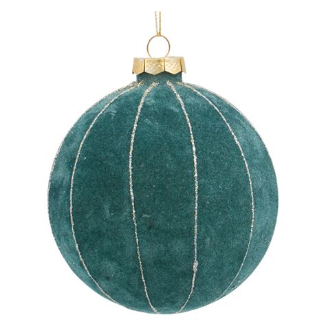 Flocked Striped Bauble