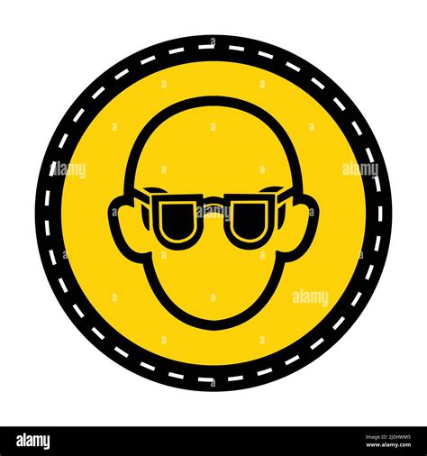 Symbol Wear Safety Glasses Sign On Black Backgroundvector Illustration