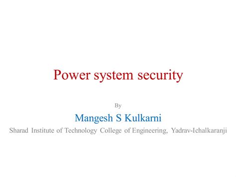 Power System Security Pdf