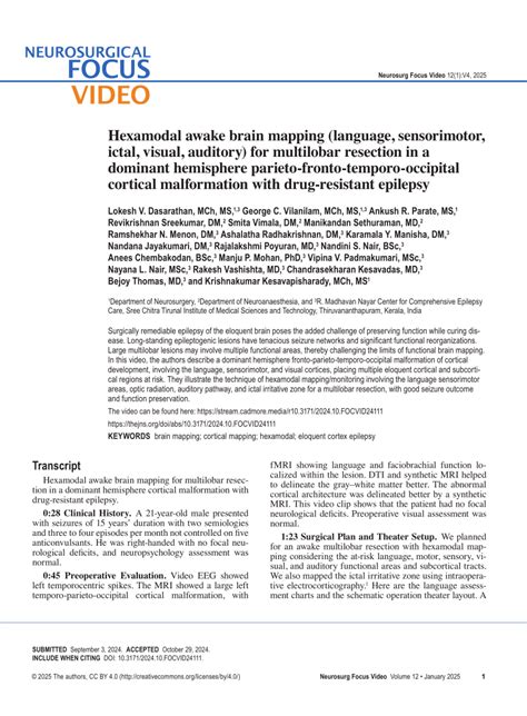 Pdf Hexamodal Awake Brain Mapping Language Sensorimotor Ictal Visual Auditory For