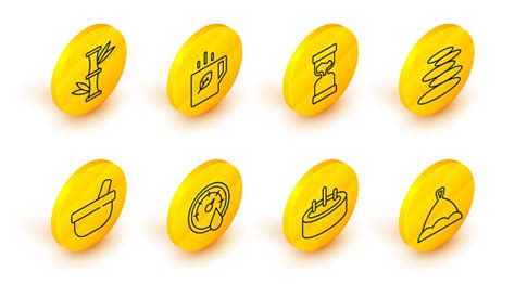 세트 라인 사우나 모자 사다리 온도계 박격포 및 유봉이 있는 수영장 뜨거운 돌 오래 된 모래시계 찻잎 컵과 대나무 아이콘을 쌓습니다 벡터 3차원 형태에 대한 스톡 벡터 아트