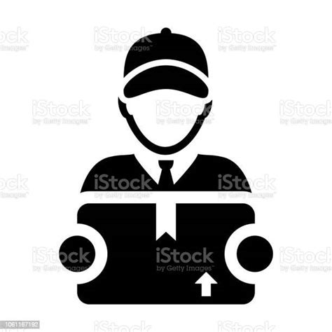 상자 아이콘 벡터 남성 물류 노동자 서비스 사람 프로필 아바타 택배 및 배달 문양 그림 기호에 대 한 화물 패키지 상자 고객에