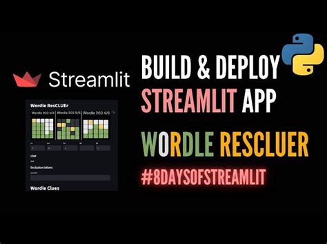 free video wordle solver build and deploy streamlit app tutorial from 1littlecoder class