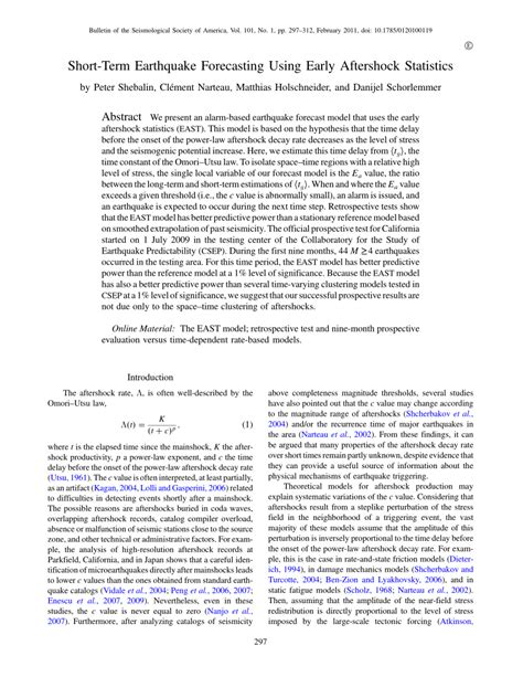 Pdf Short Term Earthquake Forecasting Using Early Aftershock Statistics