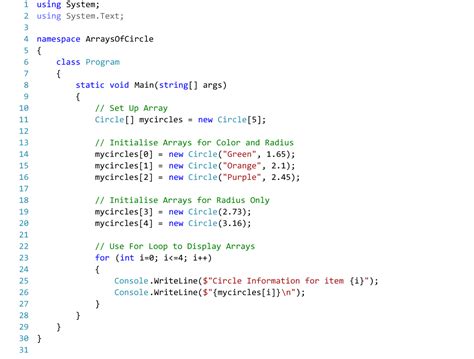 Create Arrays Of Circles With C Code