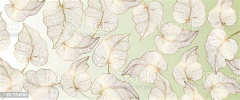 황금빛 야자수 잎이 있는 열대 고급 배경 장식 포스터 표지 디자인 엽서 및 소셜 미디어 게시물에 대한 추상적인 배경 가을에 대한