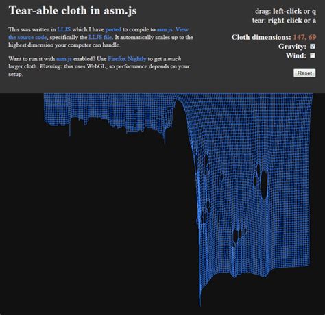 Cloth Simulations In Javascript Optimized For Asm Js PC Perspective