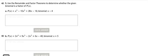 1 5 Use The Remainder And Factor Theorems To StudyX