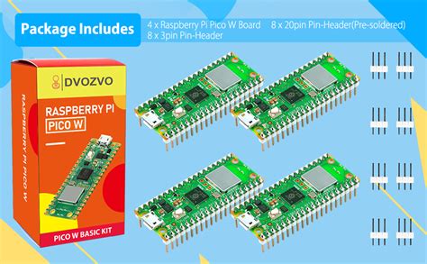 Dvozvo 4pack Raspberry Pi Pico W With Pre Soldered Headers