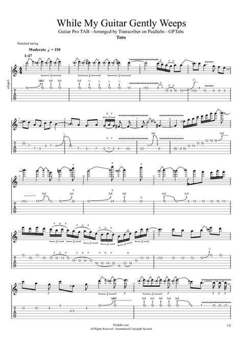 Toto While My Guitar Gently Weeps Tab Steve Lukather