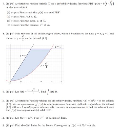 Solved 7 16 Pts A Continuous Random Variable X Has A
