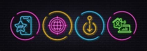 서재응 인터넷 Vip 전화 및 최소 라인 아이콘을 아래로 스크롤합니다 웹 응용 프로그램의 경우 인쇄 네온 레이저 3d 조명 벡터 격리에 대한 스톡 벡터 아트 및 기타 이미지