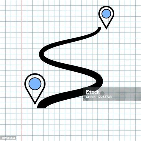 Gps 네비게이션 아이콘 기호 개념 여행 목적지에 대한 방향 네비게이터 기호의 벡터 그래픽 디자인 종이 그리드 배경에 격리 된
